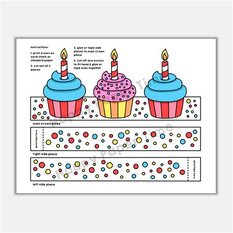 Birthday Cupcakes Paper Crown Printable Costume Craft Activity Made