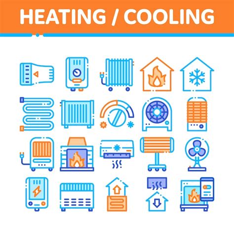 Premium Vector Heating And Cooling Icons Collection
