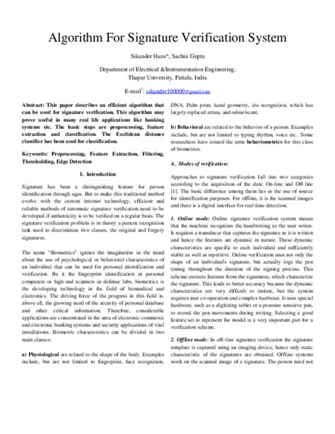 pdf algorithm for signature verification system dr sikander hans