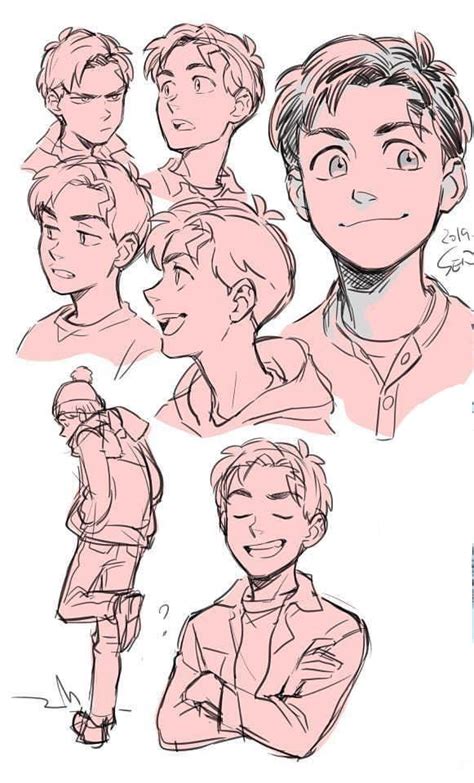 Some Sketches Of People With Different Facial Expressions And Hair