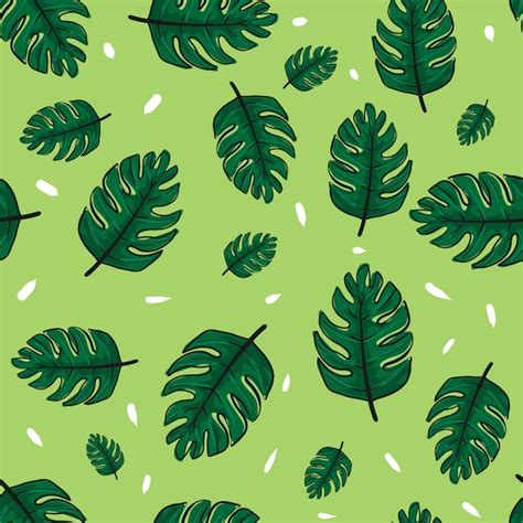 Hojas De Plantas Tropicales De Patrones Sin Fisuras Vector Premium