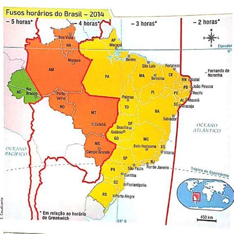 Questão 01 Utilize o mapa de fusos horários do Brasil para responder
