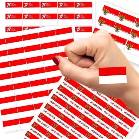 Jual PGS Stiker Pipi Merah Putih Isi 24 Pcs Tempelan Pipi Tangan