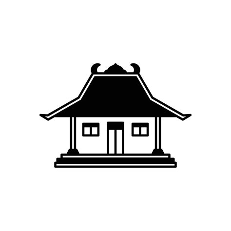 Joglo Javanese Traditional House In White Background Vector Template