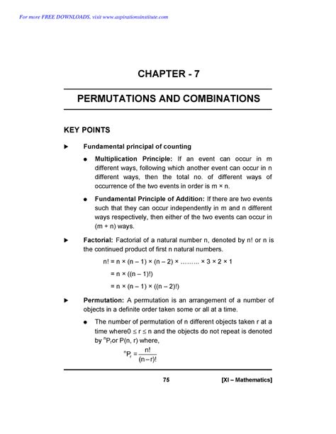 11 maths permutations and combinations notes assignments chapter 7 permutations and