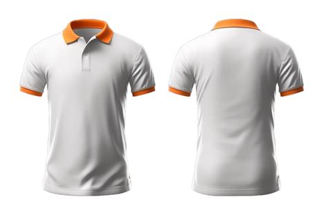 Plain White Polo Shirt Mockup Design With An Orange Collar Front And