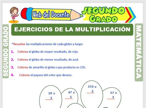 Ejercicios De Multiplicaci N Para Segundo Grado De Primaria Web Del