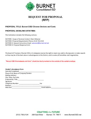 Fillable Online Request For Proposal RFP Cover LetterRequest For
