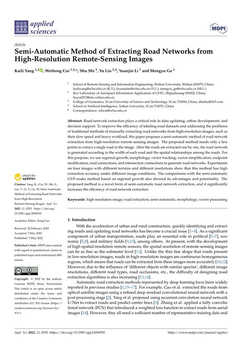 pdf semi automatic method of extracting road networks from high resolution remote sensing images