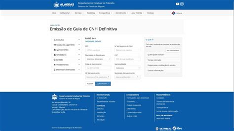 Serviços 1ª Habilitação DETRAN AL Agendamento Início processo