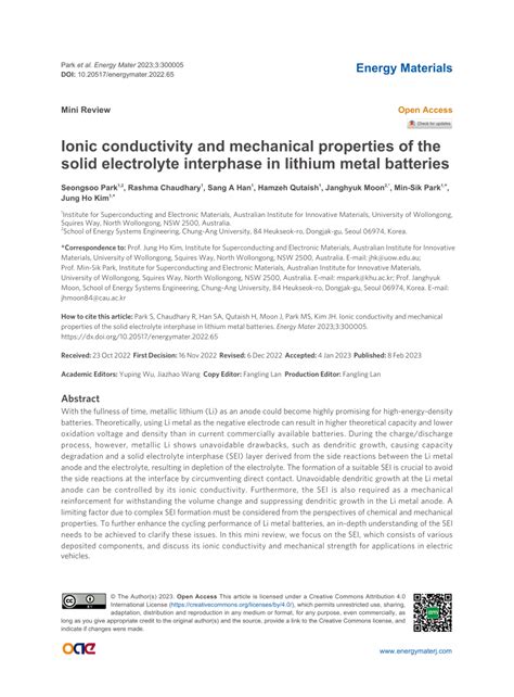 Pdf Ionic Conductivity And Mechanical Properties Of The Solid