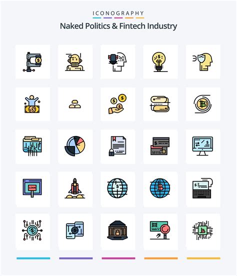 Creative Naked Politics And Fintech Industry 25 Line FIlled Icon Pack