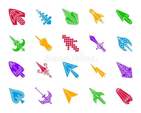 Mouse Cursor Black Silhouette Icons Vector Set Stock Vector
