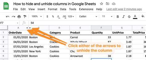 How To Hide And Unhide Columns In Google Sheets