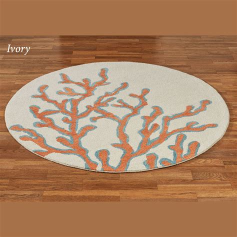 Windham Coral Design Coastal Wool Round Rug