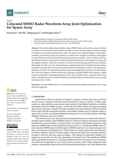 pdf colocated mimo radar waveform array joint optimization for sparse array