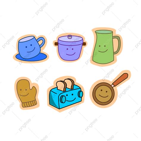 Cute Doodle Kawaii Vector Hd Images Set Of Kawaii Kitchen Doodle