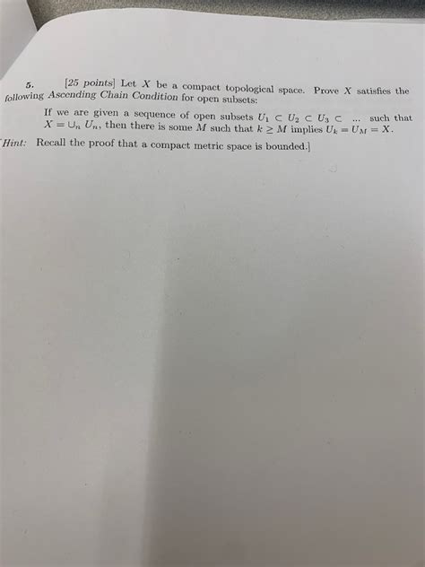 solved 25 points let x be a compact topological space prove