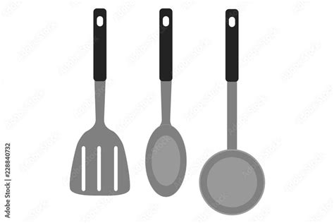Espátula cuchara y cucharón de cocina Stock Vector Adobe Stock