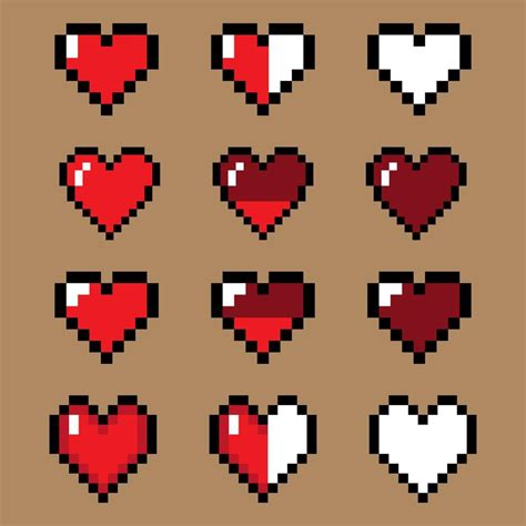 conjunto de iconos de corazón vectorial barra de vida del juego de