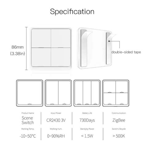 MOES Interrupteur Intelligent Sans Fil Zigbee 2 Boutons