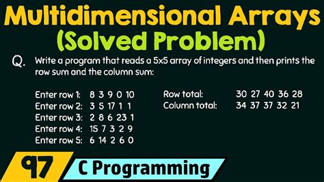 multidimensional arrays solved problem youtube