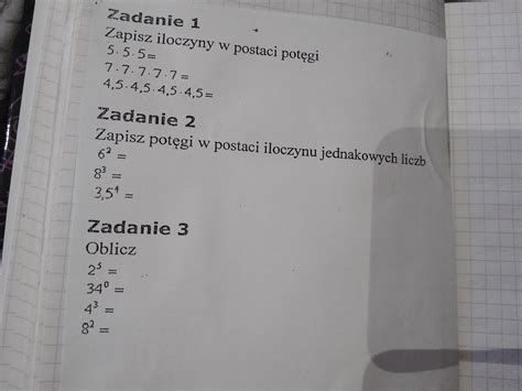 Zapisz iloczyny w postaci potęgi zad 1 zad 2 zapisz potęgi w postaci