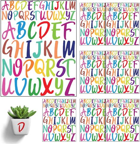 8 Sheets Capital Letter Stickers 1 Inch 2 Inch Colored Self Adhesive