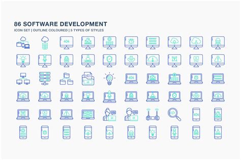 Software Development Icon Set Design Cuts