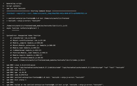 testing error integrating testcafe with azure devops stack overflow