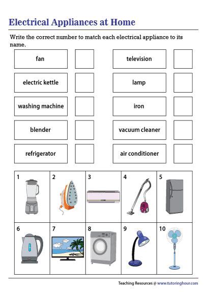 Electrical Appliances At Home Worksheet Electrical Appliances