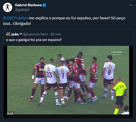 Insatisfeito expulsão no Fla x Flu Gabigol cobra explicação da CBF