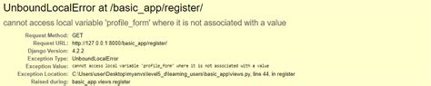 django forms cannot access local variable profile form where it is not associated with a