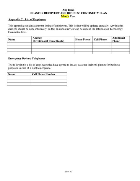 Bank Disaster Recovery And Continuity Plan Template In Word And Pdf