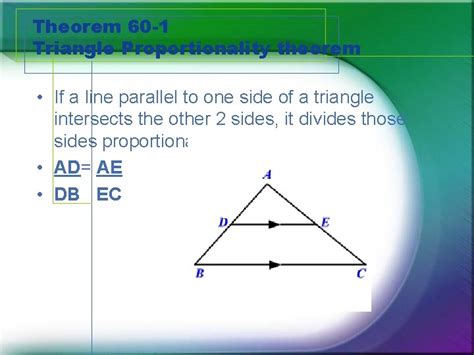 Proportionality Theorems Theorem Triangle Proportionality Theorem