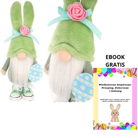 SKRZAT GNOM ZAJĄCZEK 25CM ZIELONY W TRAMPKACH DEKORACJA WIOSNA EBOOK
