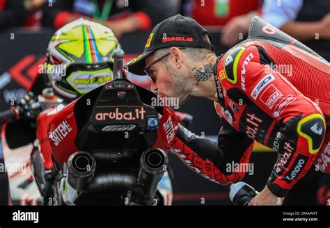 Aruba It Racing Ducati Rider Alvaro Bautista Kisses His Bike In Parc