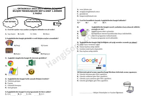 S N F Bili Im Teknolojileri D Nem Yaz L Sorular