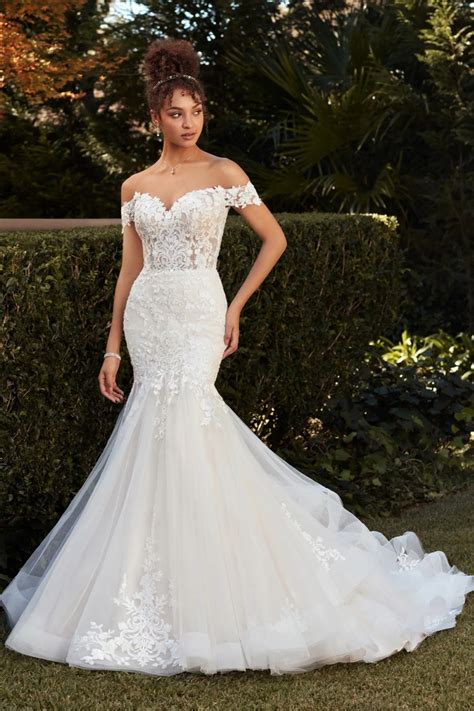 Floral Appliqué Fit and Flare Wedding Dress Sophia Tolli