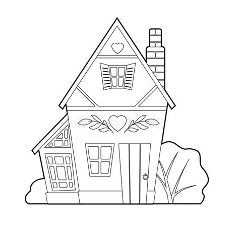 Dessin Vectoriel Monochrome Illustration D Une Jolie Maison De Campagne