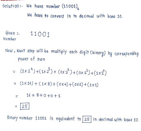 [solved] convert the number 11001 base 2 to decimal base 10 course hero
