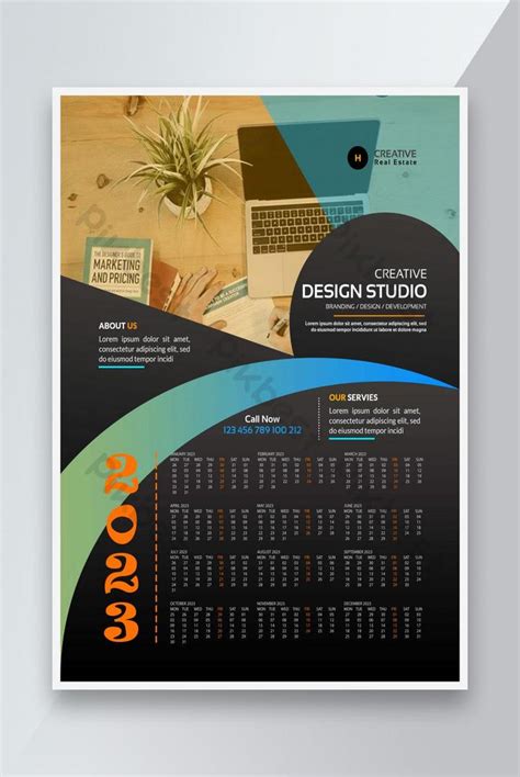 Gambar Templat Desain Kalender Dinding 2023 PSD Unduhan Gratis Pikbest
