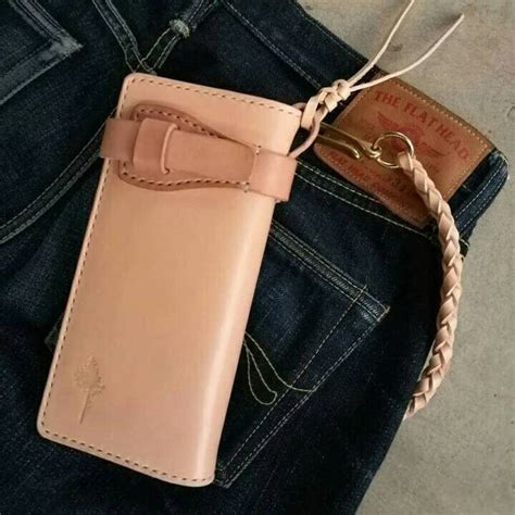 Cartera Biker Cartera Larga Cuero Curtido Vegetal Cartera De Cadena