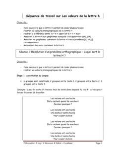 Séquence de travail sur Les valeurs de la lettre h s 233 quence de