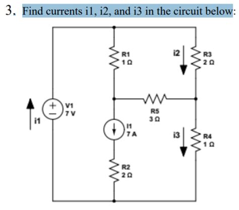 solved find currents i1 i2 and i3 in the circuit below
