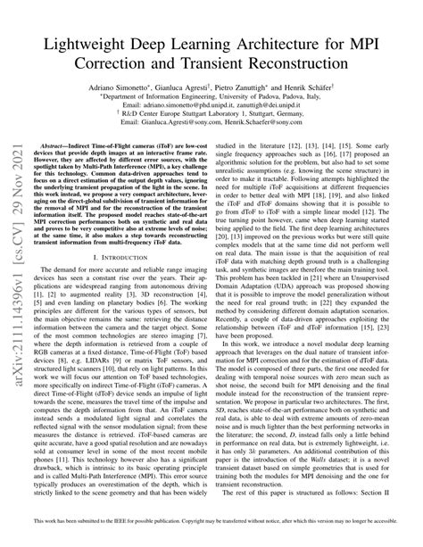[pdf] lightweight deep learning architecture for mpi correction and transient reconstruction