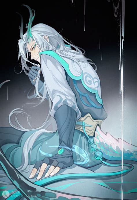 An Anime Character Sitting On The Ground With Her Hair Blowing In The