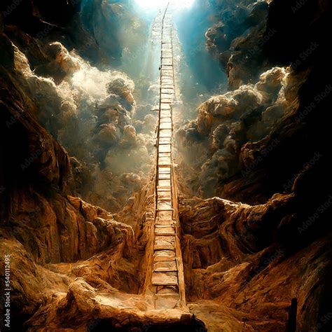 ESCALERA DE JACOB EL BIBLICO ESCALERA AL CIELO PINTURA DIGITAL ARTE