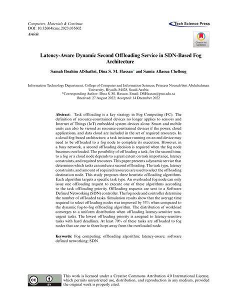pdf latency aware dynamic second offloading service in sdn based fog architecture