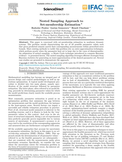 pdf nested sampling approach to set membership estimation